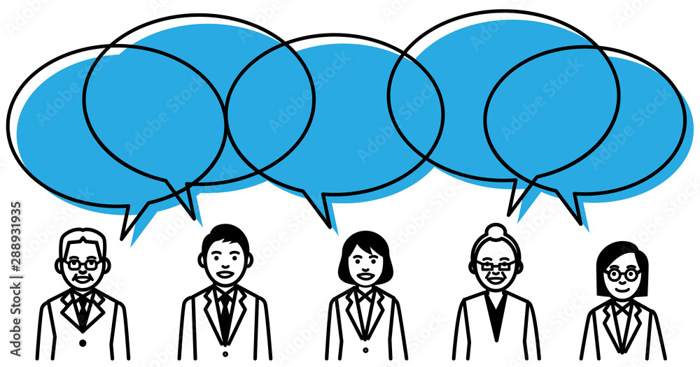 People with speech balloons on white background. Vector illustration ...