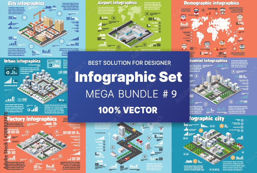Isometric set infographics concept of blocks Stock Vector | Adobe Stock