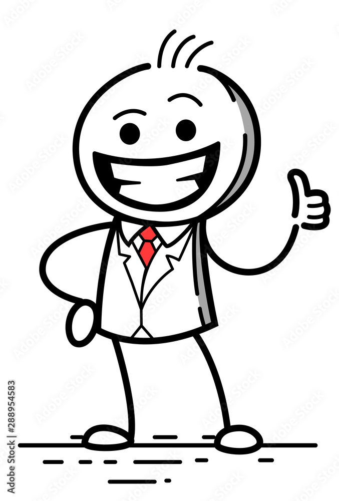 Vector Stickman Cartoon Character Making Thumbs Up Stock Vector | Adobe ...