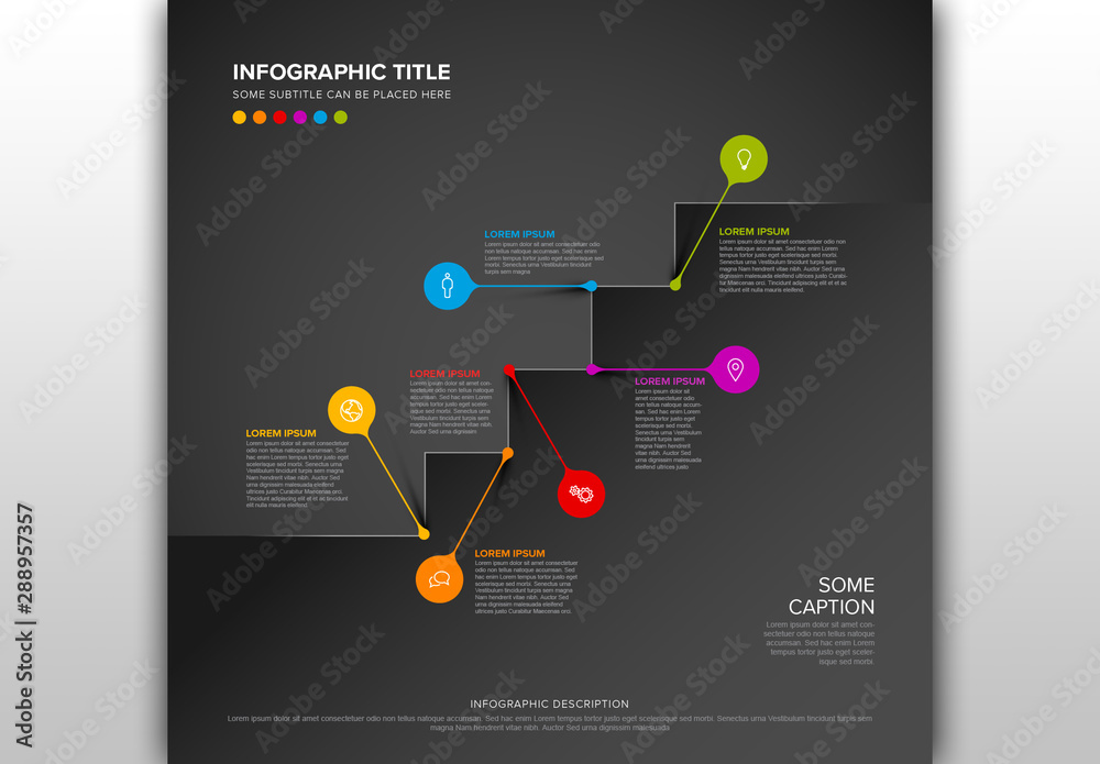 Dark Steps Info Chart Layout with Bright Accents Stock Template | Adobe ...