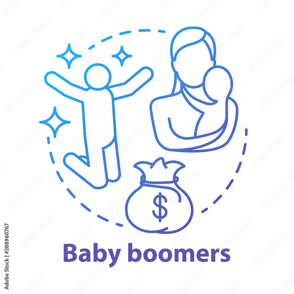 Baby boomers concept icon. Generation idea thin line illustration ...