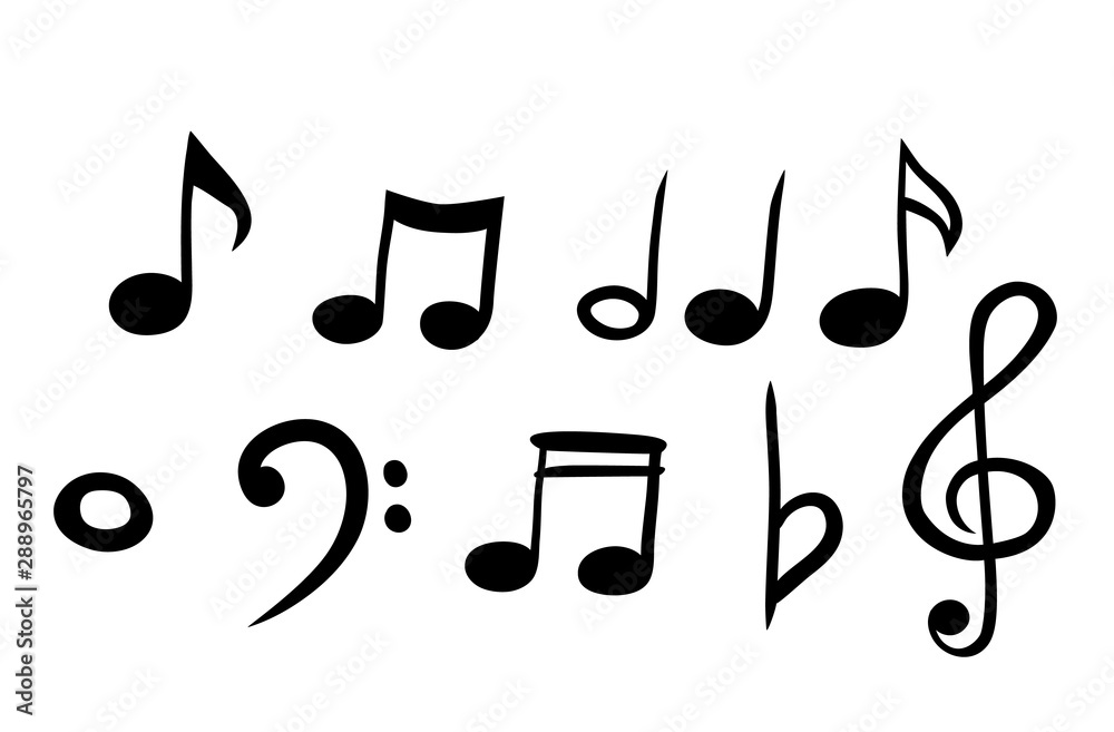 Vector Music Notes Silhouettes Set Stock Vector | Adobe Stock