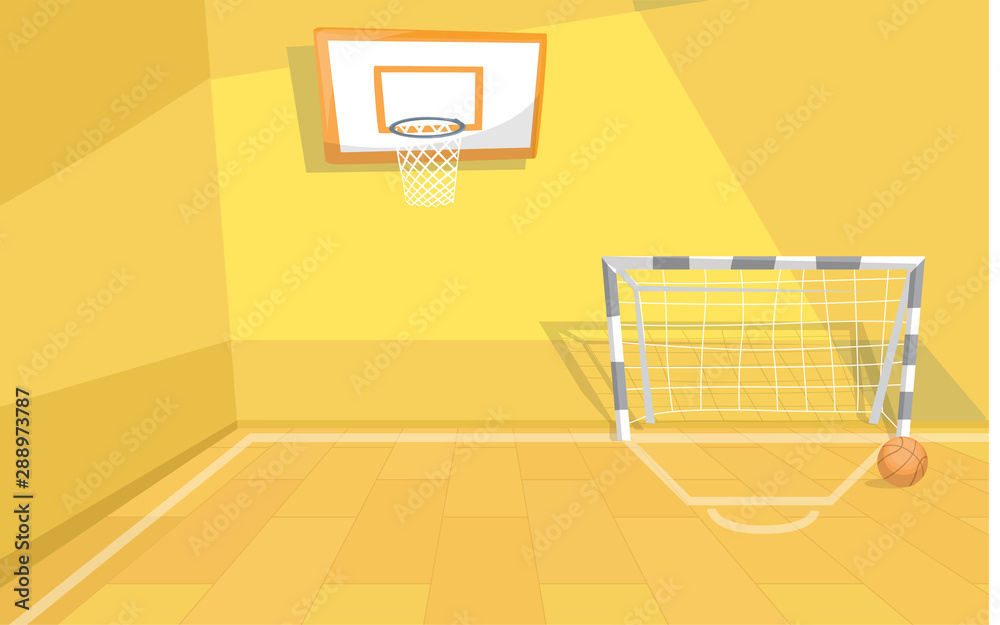 Cartoon School Gym Hall Vector Background Stock Vector | Adobe Stock