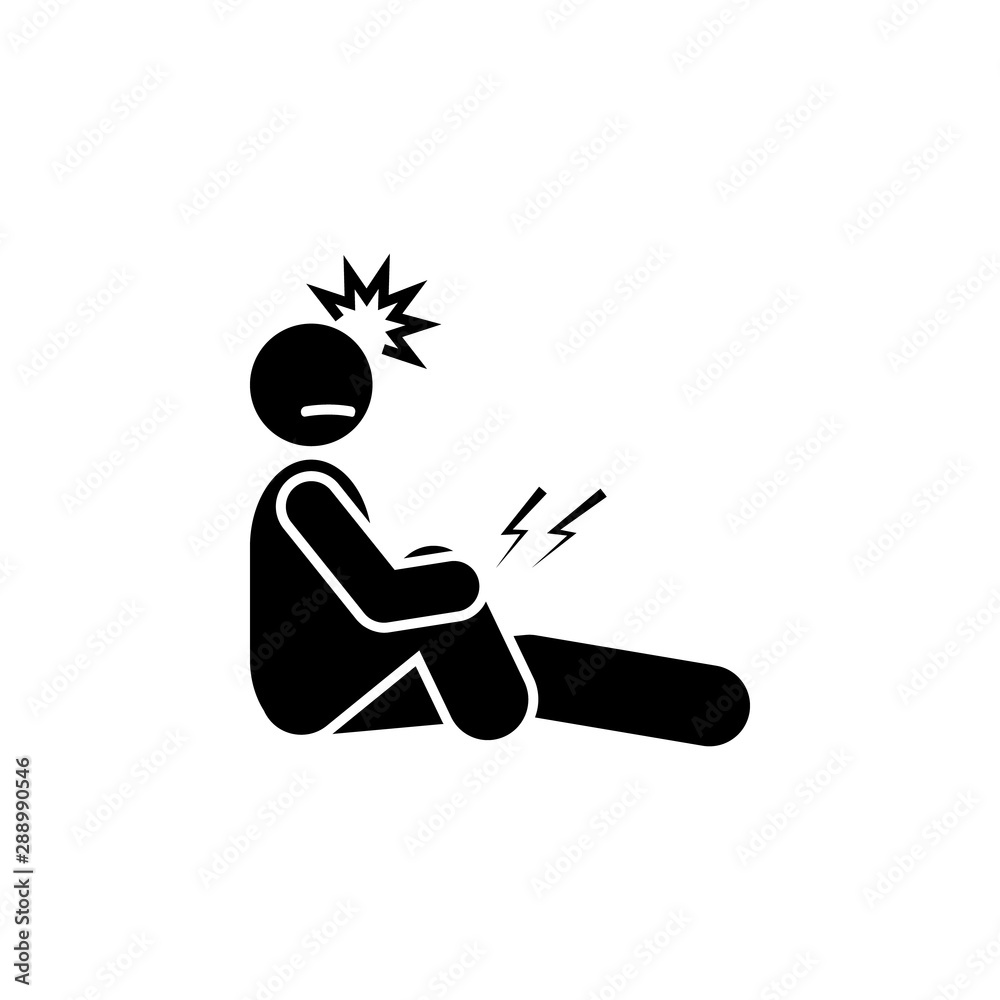 Ache, cramp, leg, pain icon. Element of amyotrophic lateral sclerosis ...