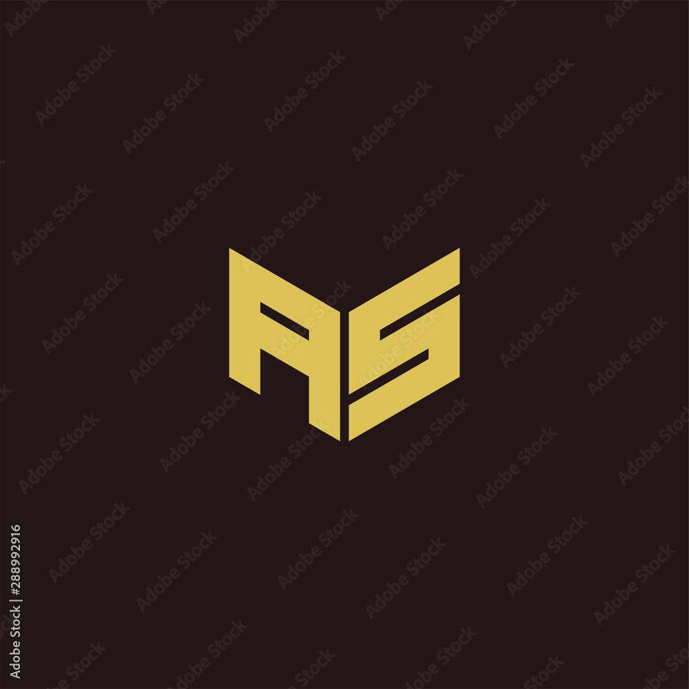 AS Logo Letter Initial Logo Designs Templete with Gold and Black ...