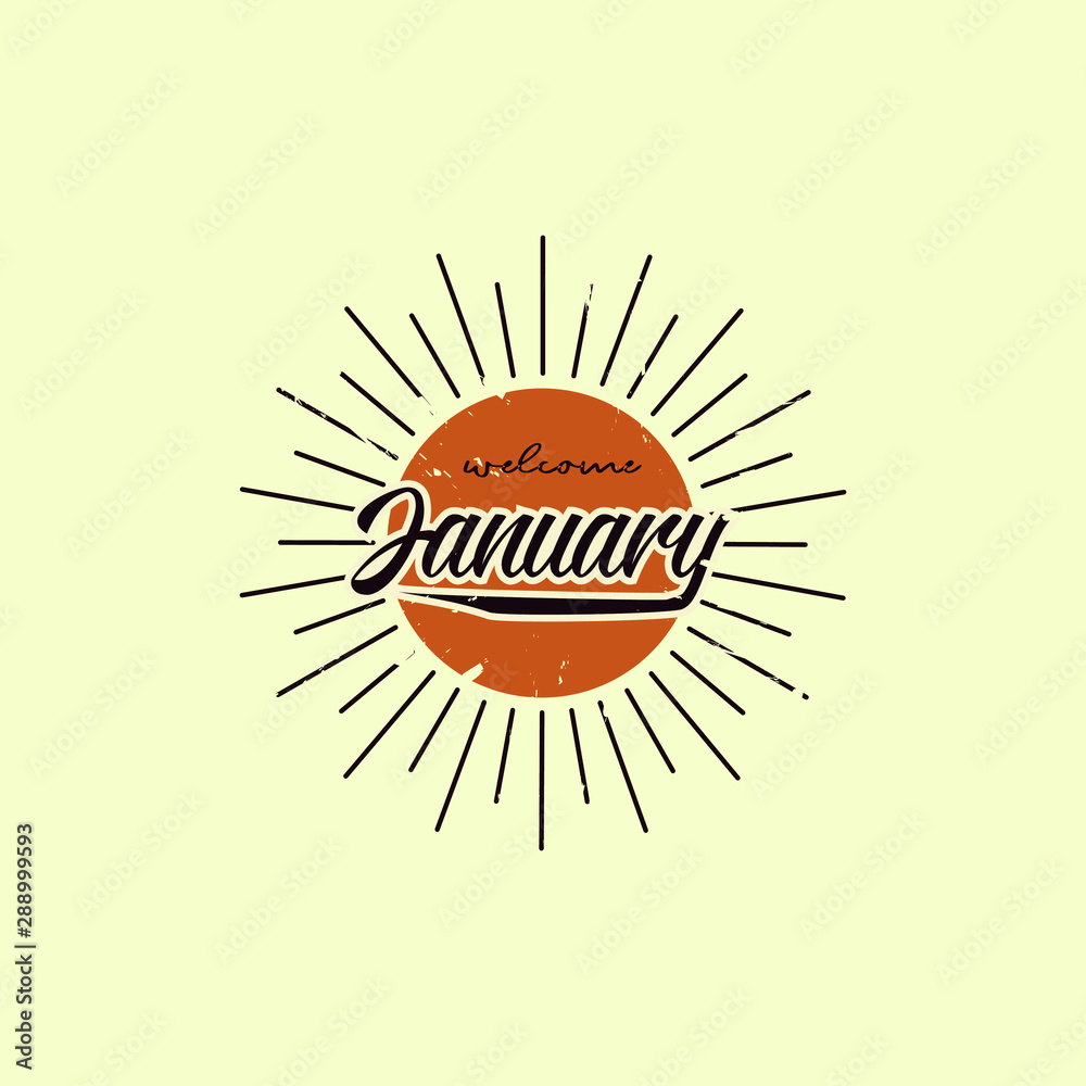 welcome january with retro design vector. January typhography design ...