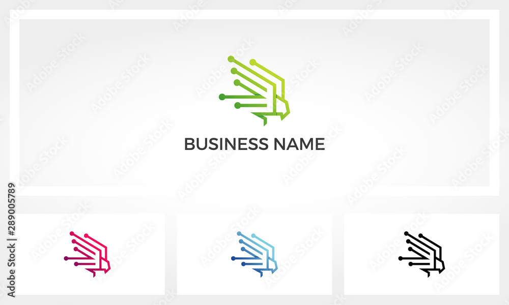 Digital Nodes Flying Bird Logo Stock Vector | Adobe Stock