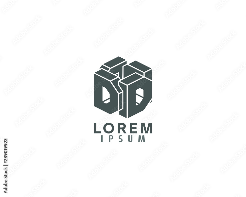 Initial D Letter 3D Awesome Three Dimensions Logo Design Template Fully ...