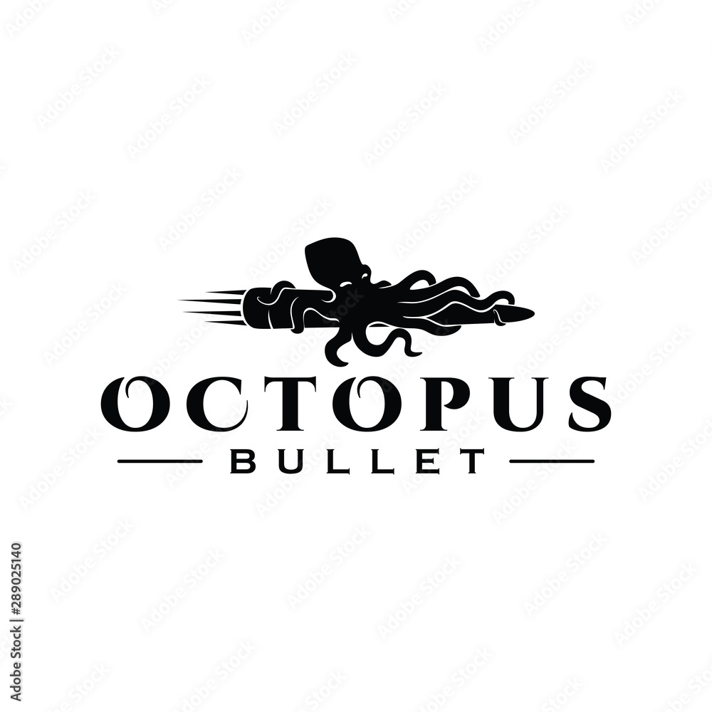Octopus Logo Squid vector kraken bring bullet gun for adventure wild ...
