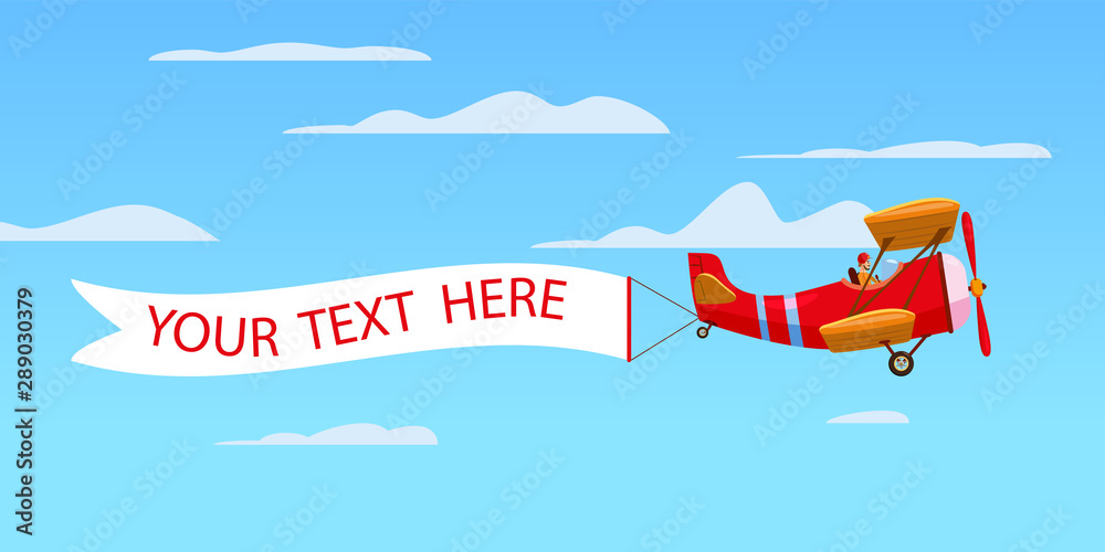 Biplane With Banner Clipart
