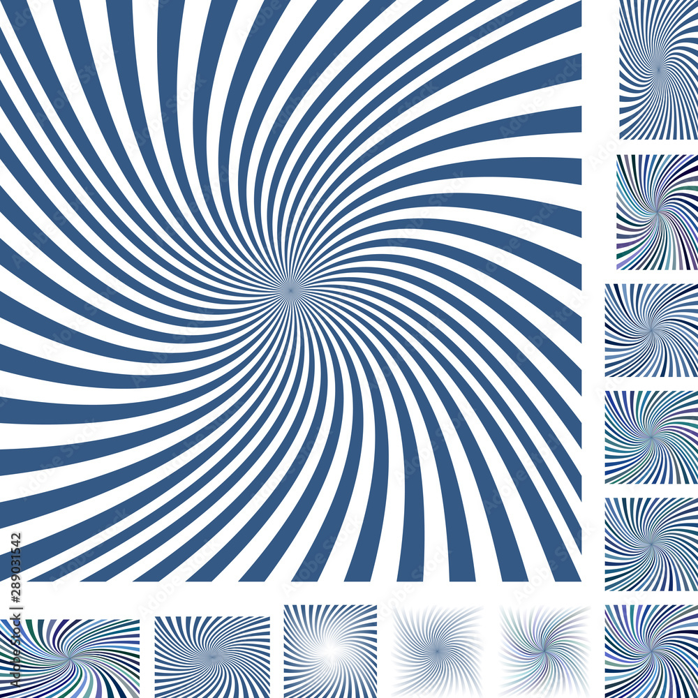 Blue and white vector spiral design background set. Different color ...