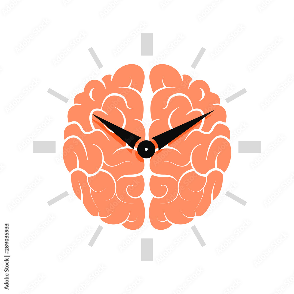 Brain with clock. The Circadian rhythm concept. Stock Vector | Adobe Stock