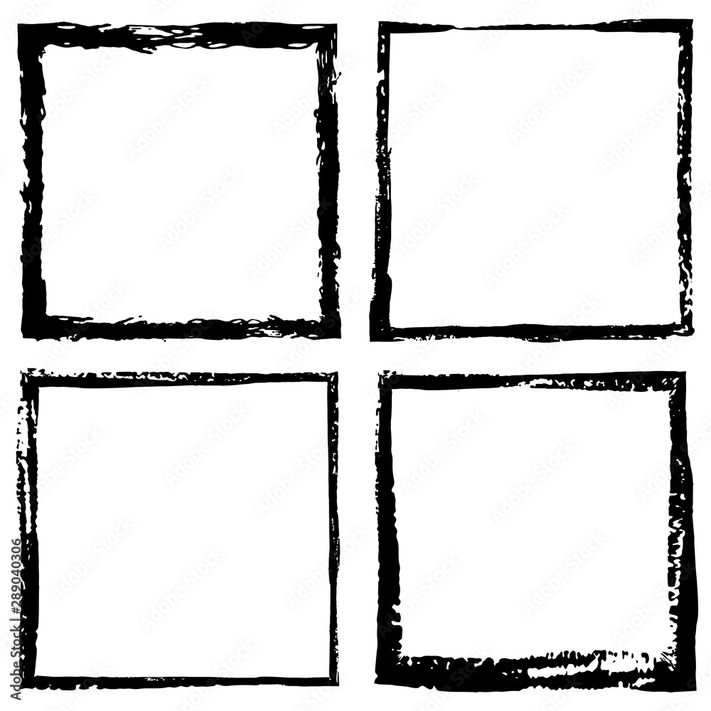 Square vector frame border. Grunge ink illustration. Creative ...