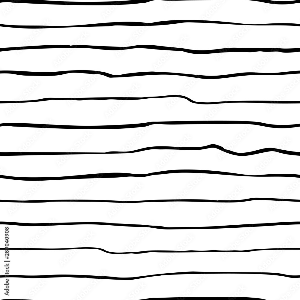 Hand painted black ink stipes. Vector seamless pattern with simple ...