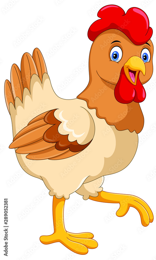 Cute Cartoon Hen Isolated On White Background Stock Vector Adobe Stock