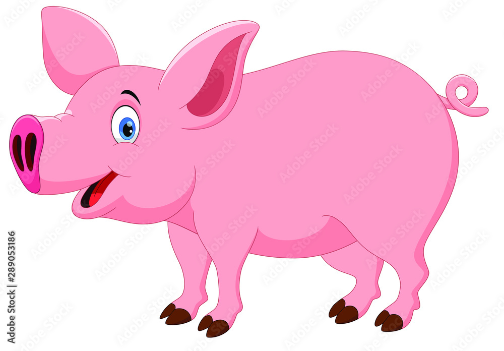 Cute pig cartoon isolated on white background Stock Vector | Adobe Stock