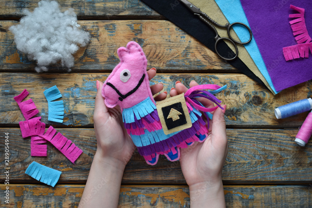 Making pink lama. Sewing toys from felt with your own hands. DIY ...
