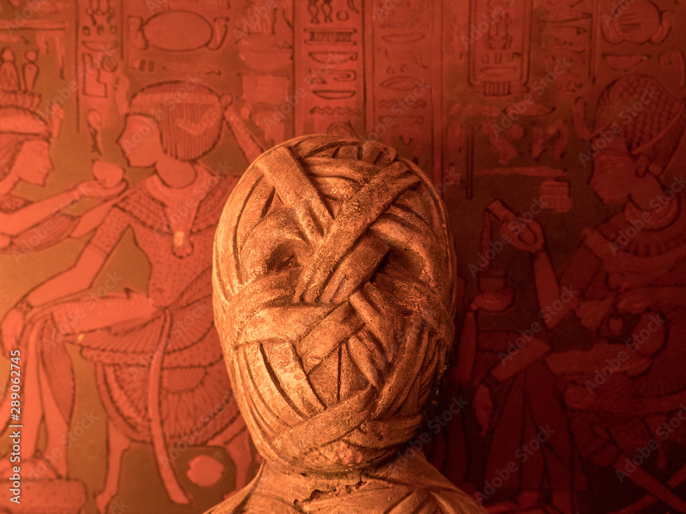 Mummy Lying Over Ancient Egyptian Background Stock Photo | Adobe Stock