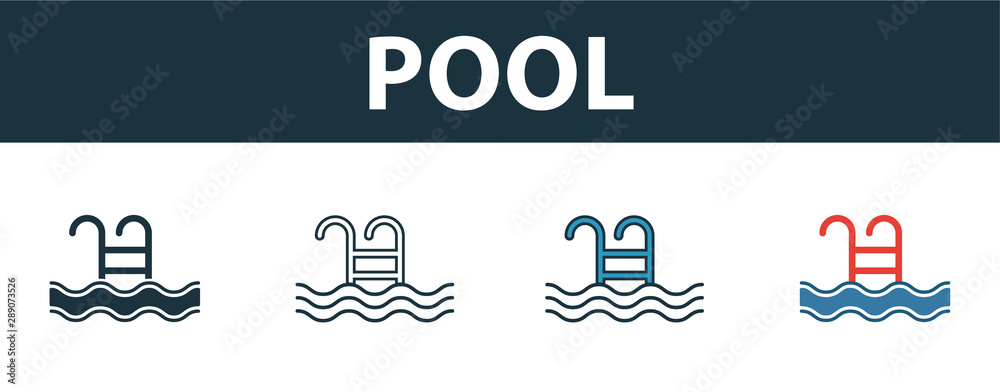 Pool icon set. Four elements in diferent styles from real estate icons ...