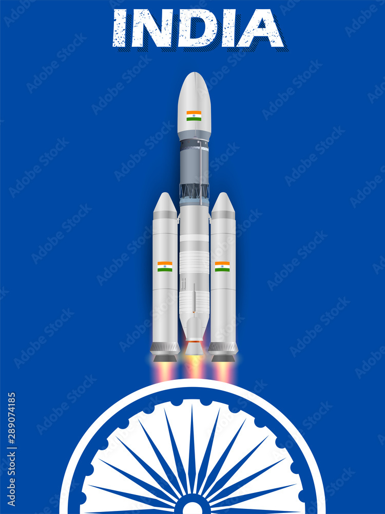 illustration of Chandrayaan rocket mission launched by India with ...