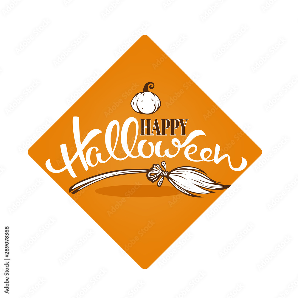 Happy Halloween, vector sticker and label for toyr Hallooween Greetings ...
