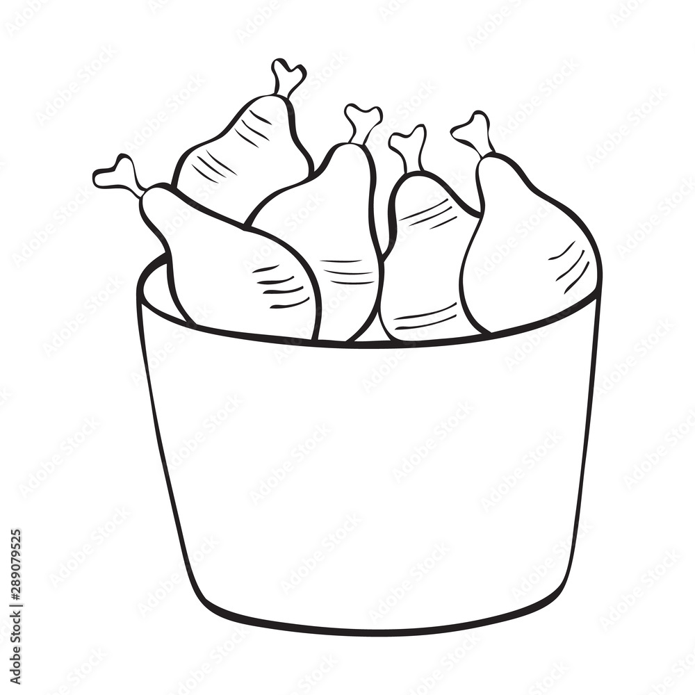 Black and white vector icon of chicken bucket Stock Vector | Adobe Stock