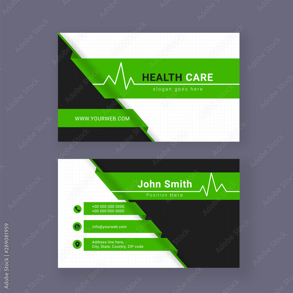 Healthcare business card or horizontal template design in front and ...