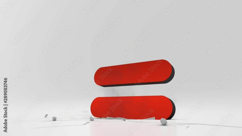 3d rendering heavy impact red symbol of equal sign bold in empty grey ...