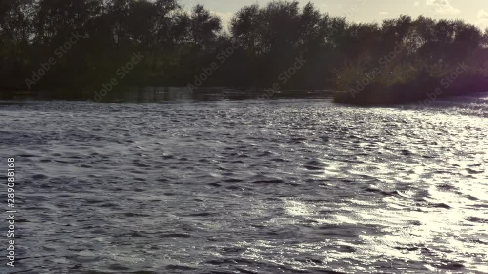 River Flowing Down In The Sun, Sun Shining On The Water, British Park ...