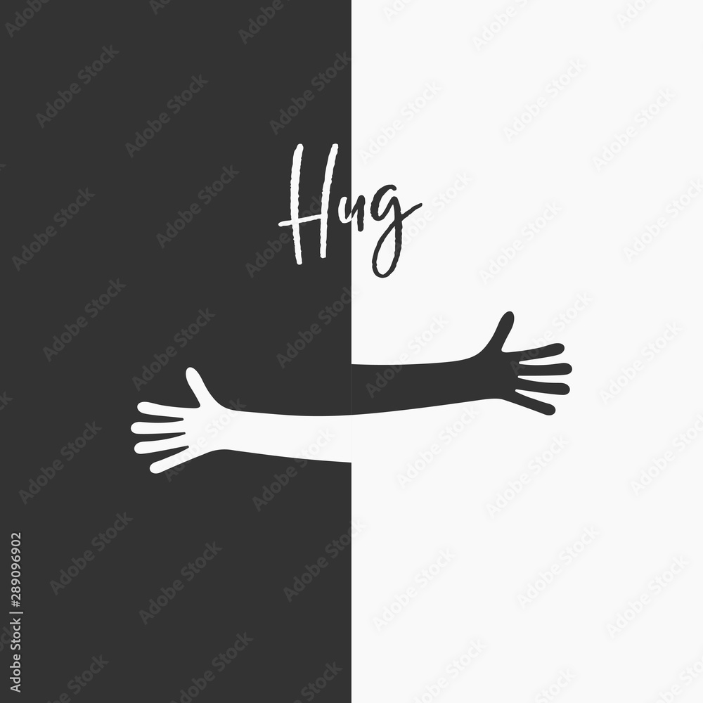 Poster Simple line creating hug drawing. Vector illustration – Wall Art ...