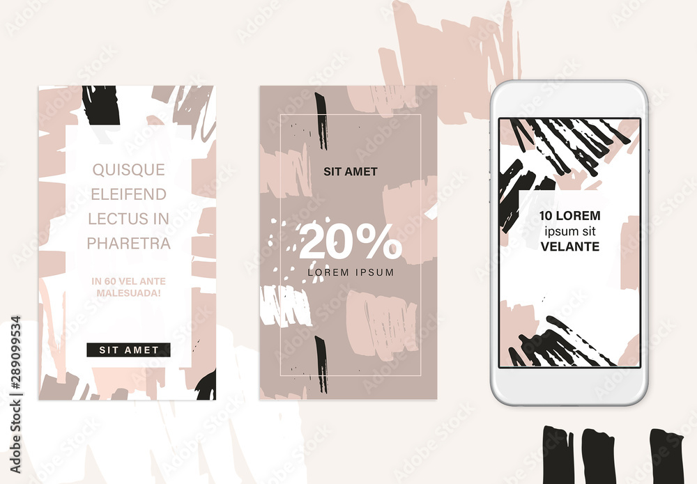 Pink Social Media Post Layouts with Abstract Backgrounds Stock Template ...