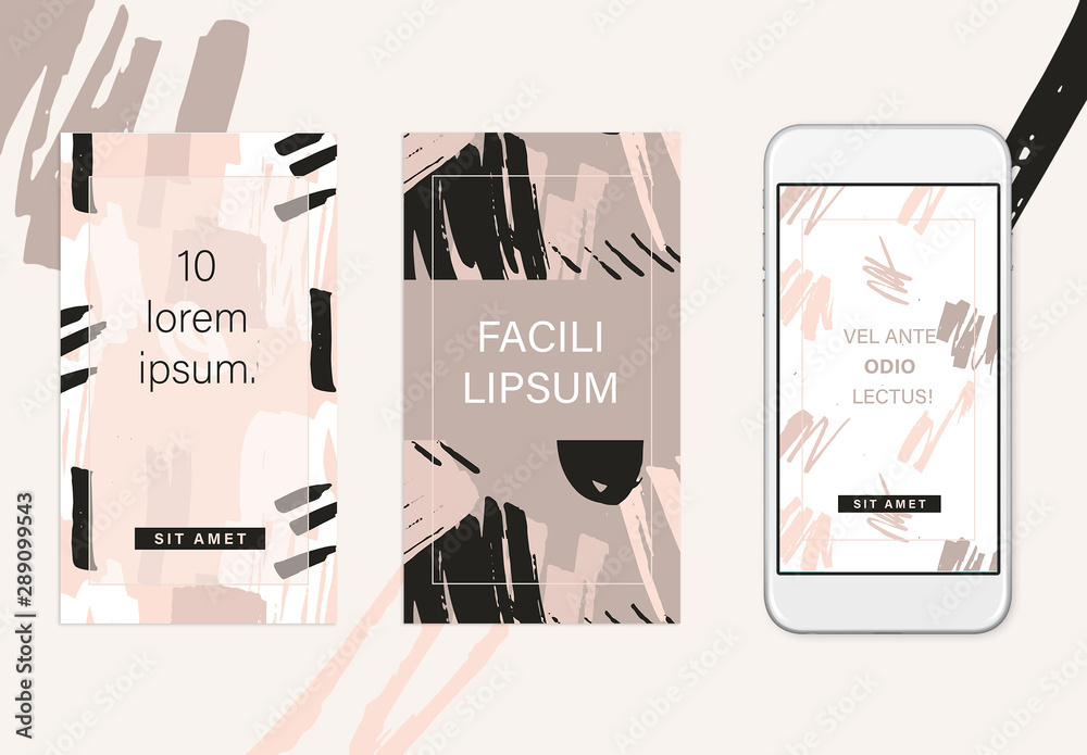 Pink Social Media Post Layouts with Abstract Backgrounds Stock Template ...