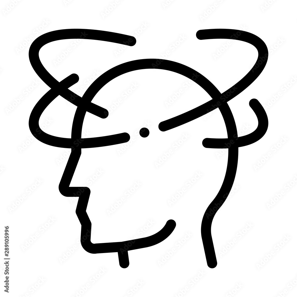 Vertigo Dizziness Man Silhouette Headache Vector Icon Thin Line ...