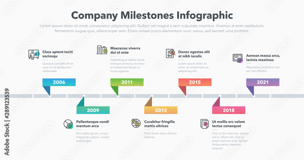 Moderm business infographic for company milestones timeline template ...