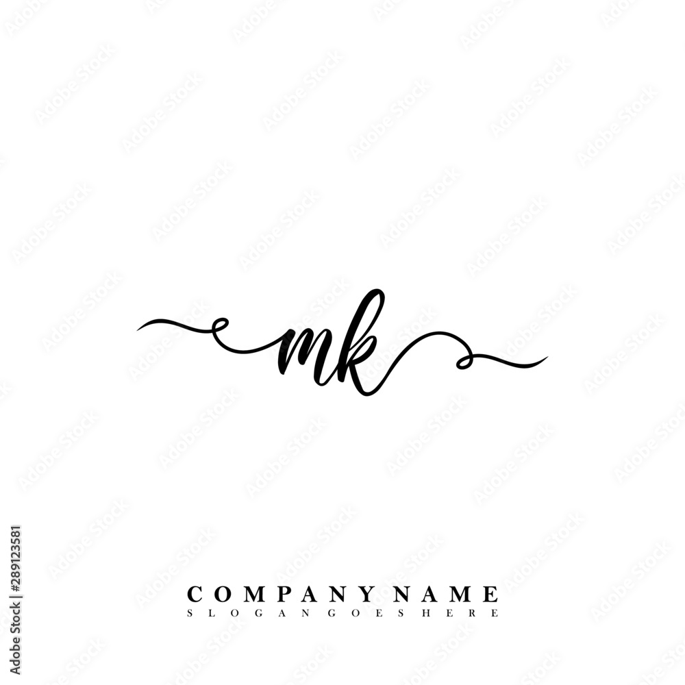 Initial letter MK beauty vector handwriting concept logo Stock Vector ...