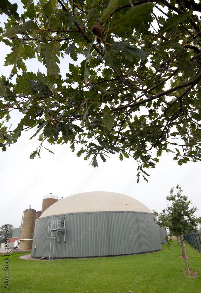 Biogas containers. Silos. Green energy. Gas production. Manure gas ...