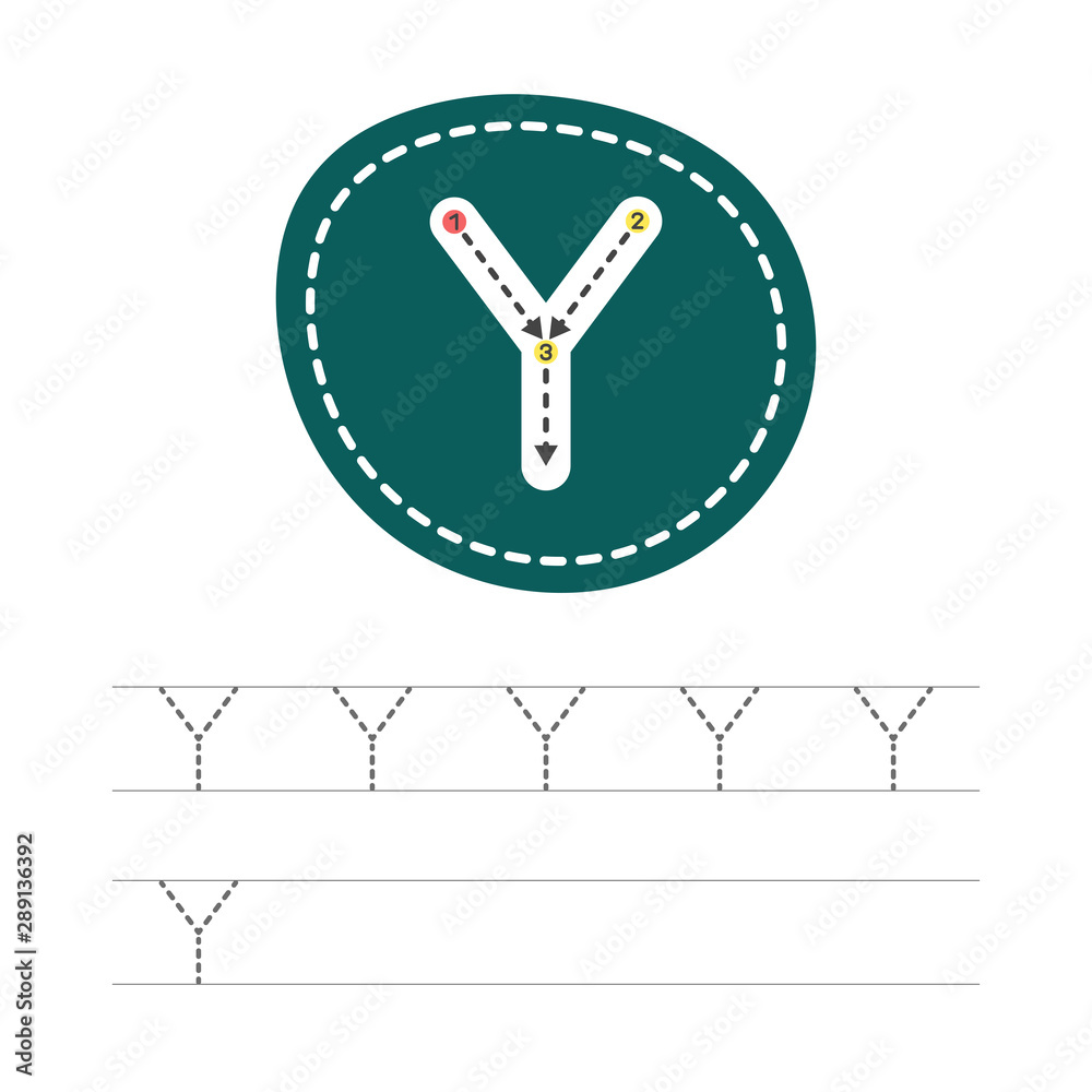 Learning To Write A Letter Y A Practical Sheet From A Set Of Learning To Write A Letter Y A Practical Sheet From A Set Of