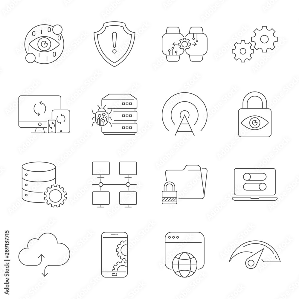 Modern thin line icons set of digital technology. Premium quality ...