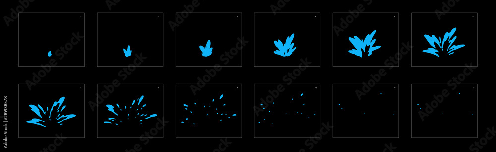 water splash effect. Water splash animation effect for cartoon, game ...