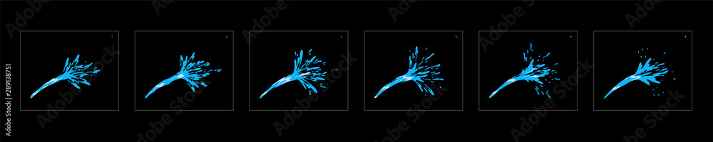 water spray effect. Sprite sheet of a waterfall. Animation splash ...
