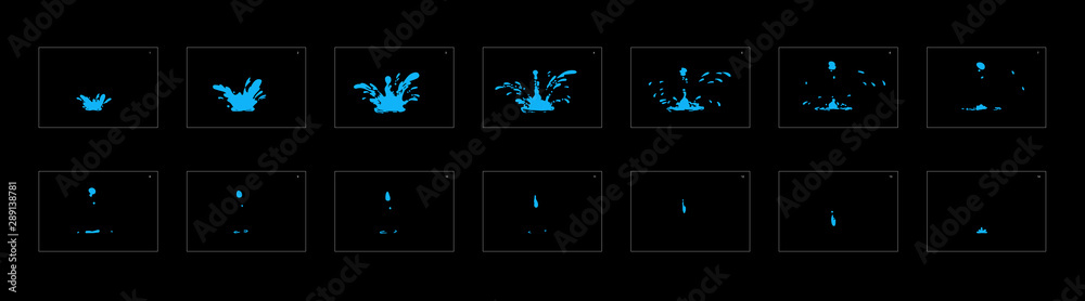water splash animation effect. Sprite sheet of water splash. Animation ...