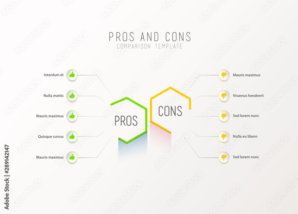 Pros and Cons comparison vector template light vector template with ...