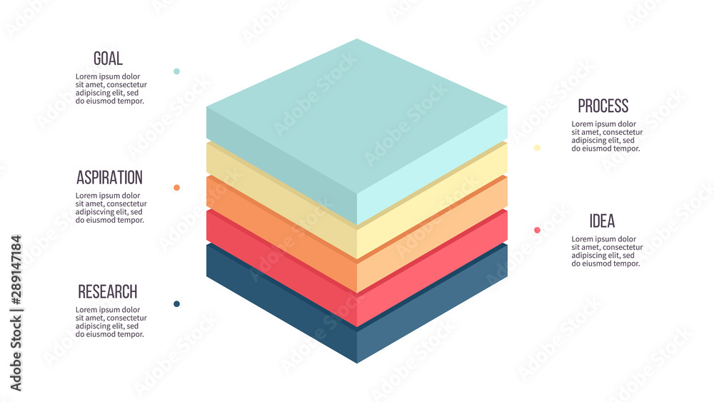 Business infographics. Chart with 5 steps, options, layers, levels ...