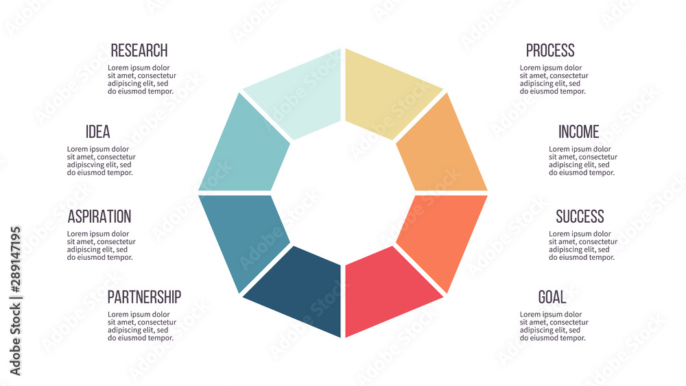 Business infographics. Octagon chart with 8 steps, options. Vector ...