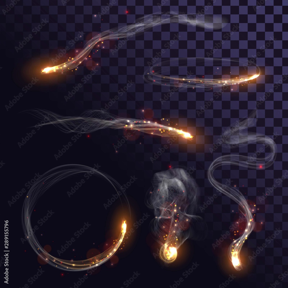 Set of sparks with smoke, fire effects Stock Vector | Adobe Stock