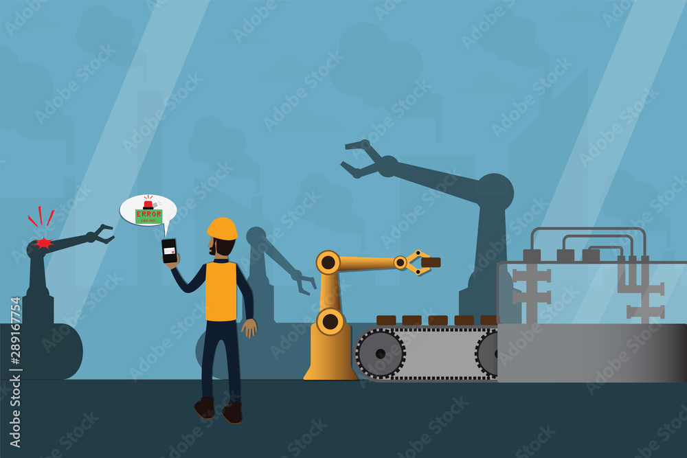 vector illustration concept showing industry 4,factory using artificial ...