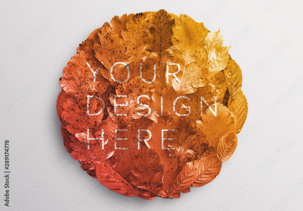 Autumn Foliage Circle Mockup Stock Template | Adobe Stock