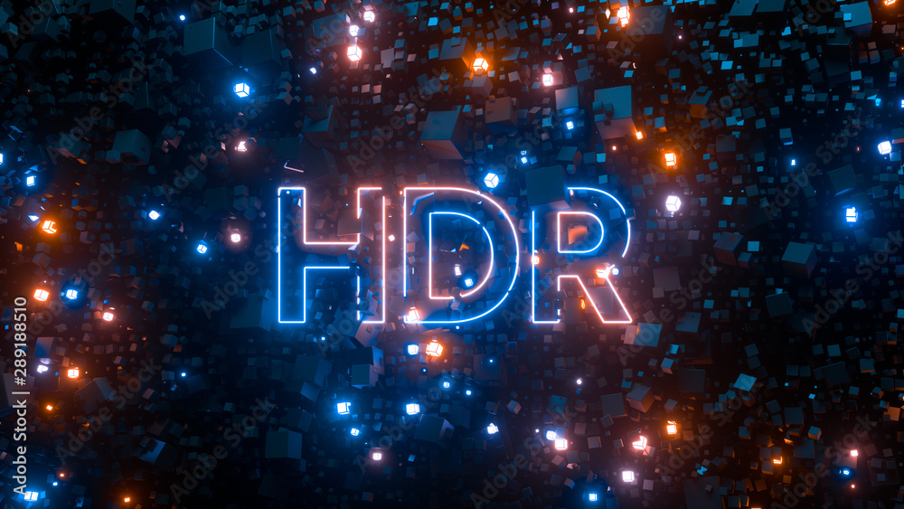 HDR high dynamic range television technology concept. Abstract bright ...