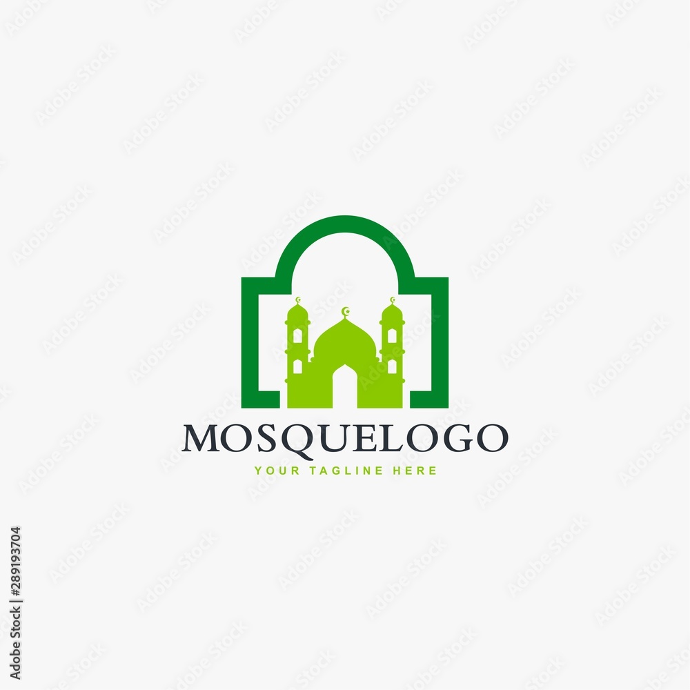 Mosque logo design vector. Islamic building illustration. Home for pray ...