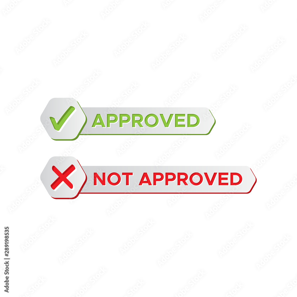 Check mark stickers style brush. approved, not approved Stock Vector ...